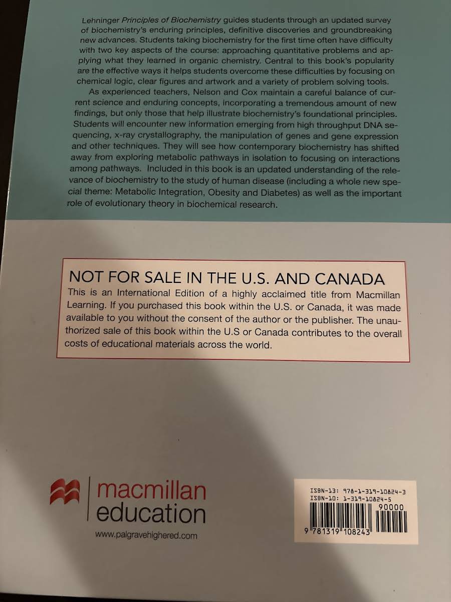 Lehninger Principles of Biochemistry - International Edition af Michael ...